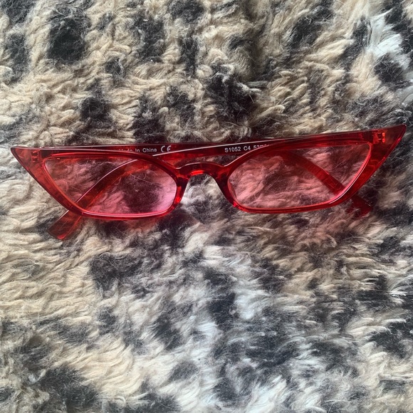 Accessories | Red Pink Cat Eye Sunglasses Retro Y2k 9s | Poshmark